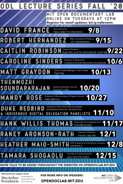 Announcing Fall 2020 Lecture Series - MIT Open Documentary Lab