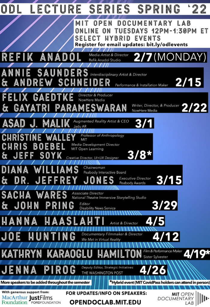 Announcing OpenDocLab Spring 2022 Lecture Series - MIT Open Documentary Lab